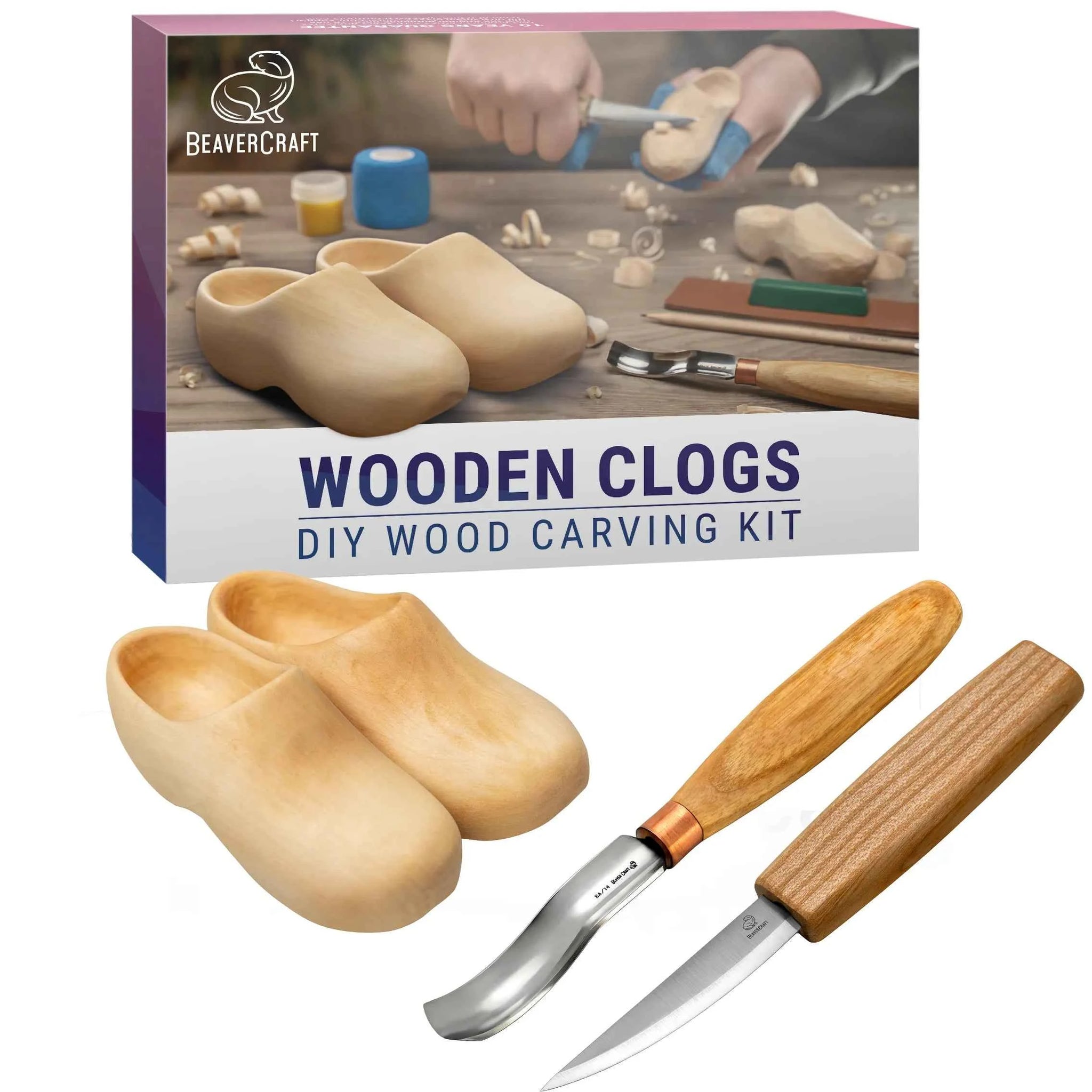 Wooden Clogs Carving Kit - Beginner Wood Carving DIY Set BeaverCraft